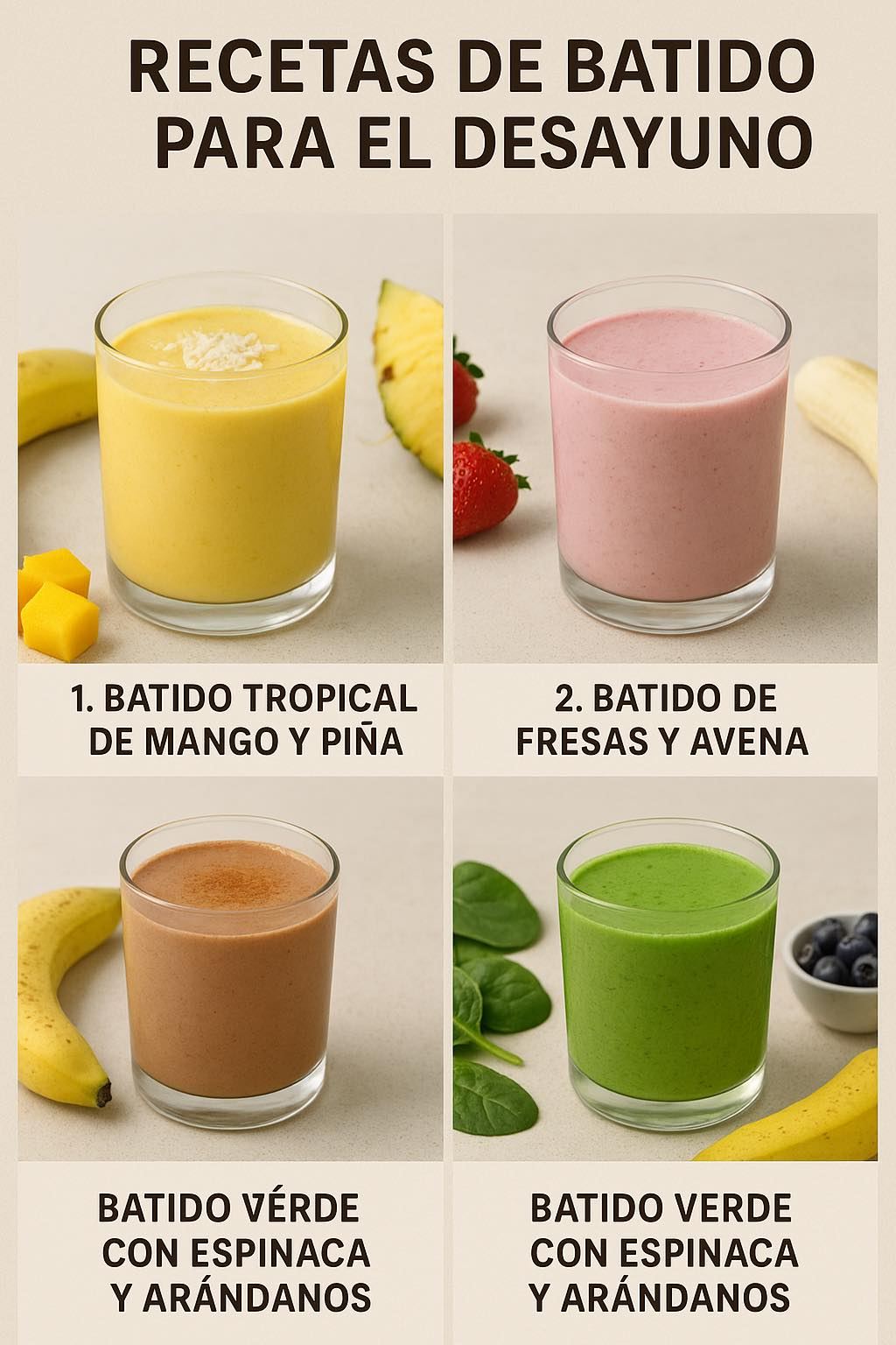 4 Recetas de Batidos Energéticos y Deliciosos para el Desayuno